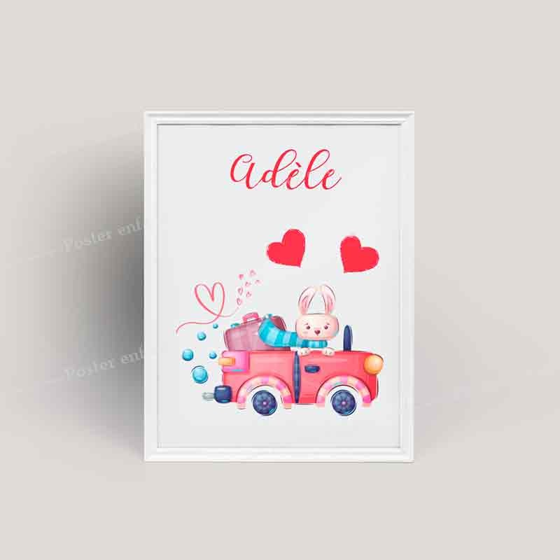 Affiche prénom pour chambre d'enfant : adorable Petit lapin